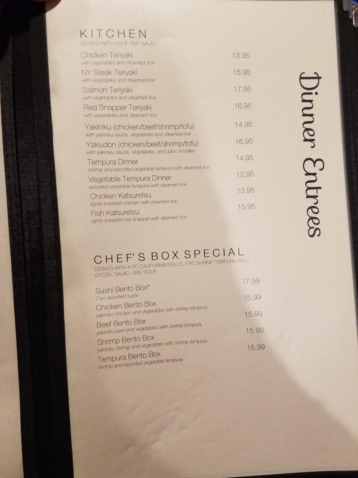 Menu at Osan Japanese Restaurant, Fredericksburg