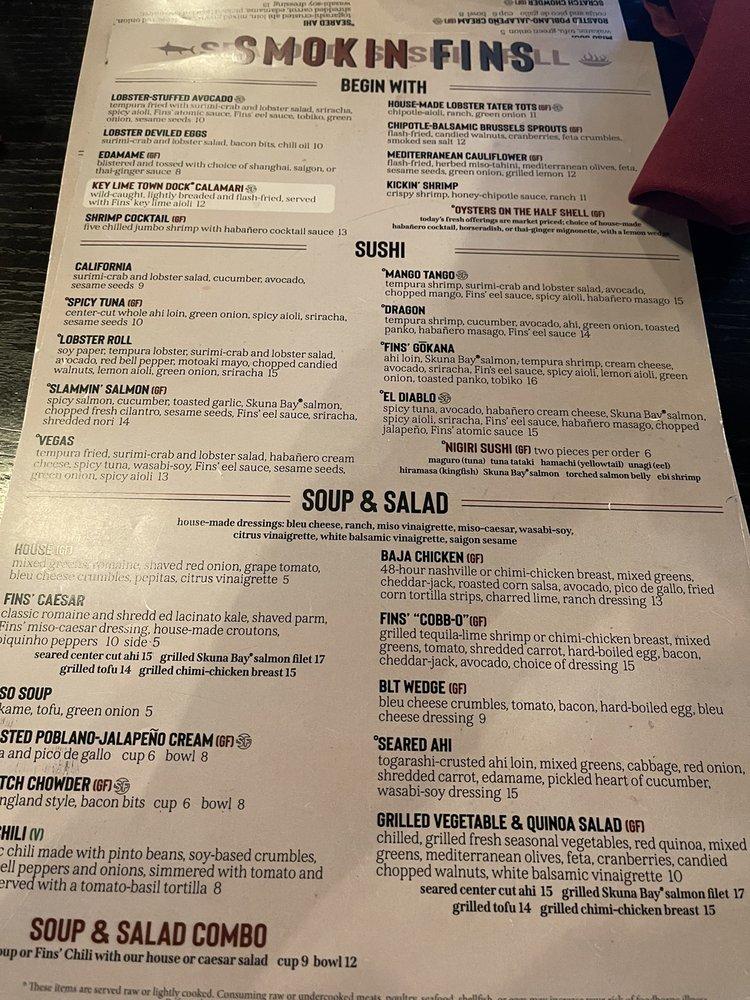 Menu at Smokin Fins Highlands Ranch restaurant, Highlands Ranch, Cpl ...