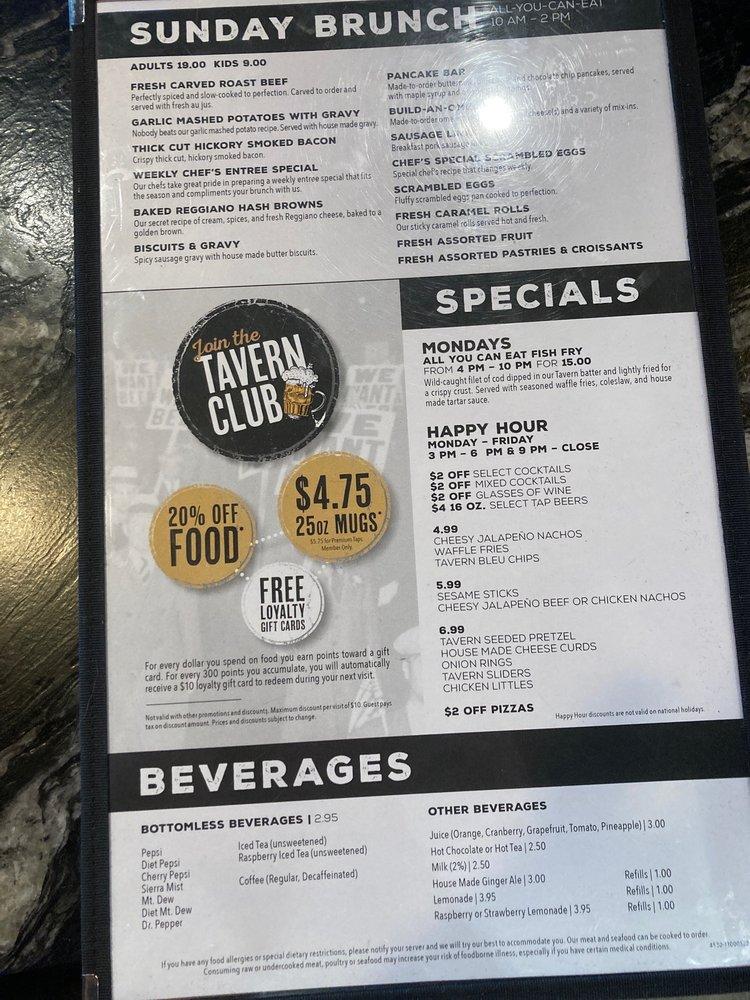Menu at The Tavern Grill pub & bar, Minnetonka