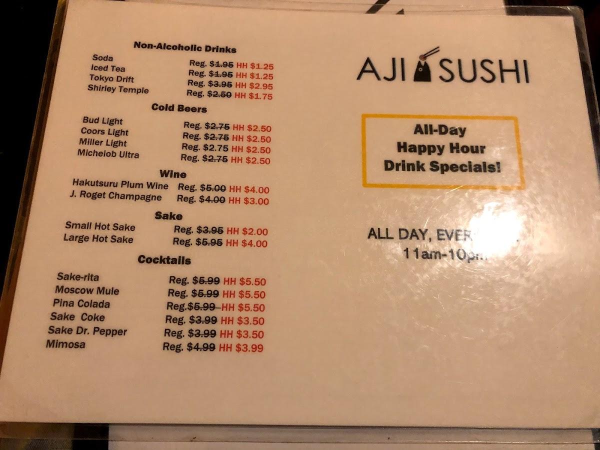 Menu at Aji Sushi restaurant, College Station
