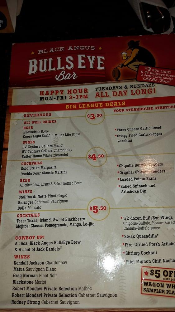Menu at Black Angus Steakhouse, Escondido