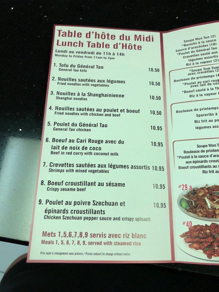 Menu at Restaurant Kam Do, Montréal
