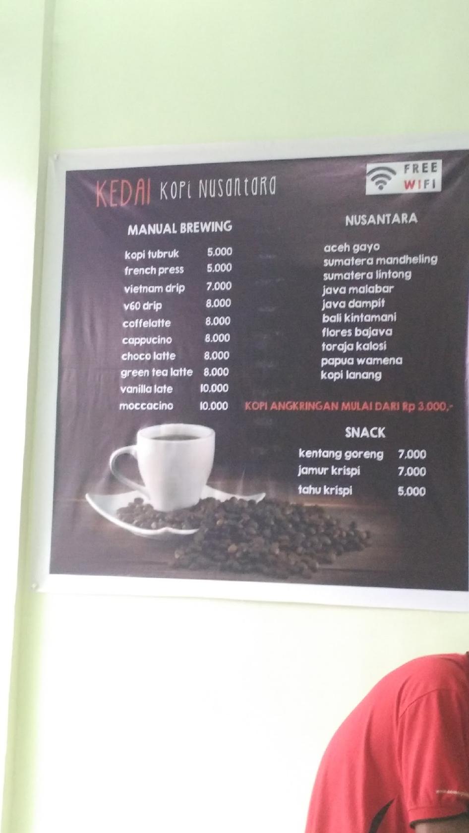 Carta del café Kedai Kopi Nusantara, Pakisaji, Jl. Raya Pakisaji No.97