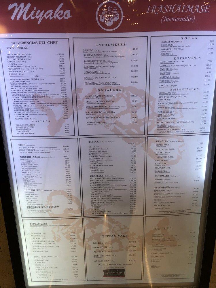 Carta del restaurante Miyako Perisur, Ciudad del México, Periférico Sur ...