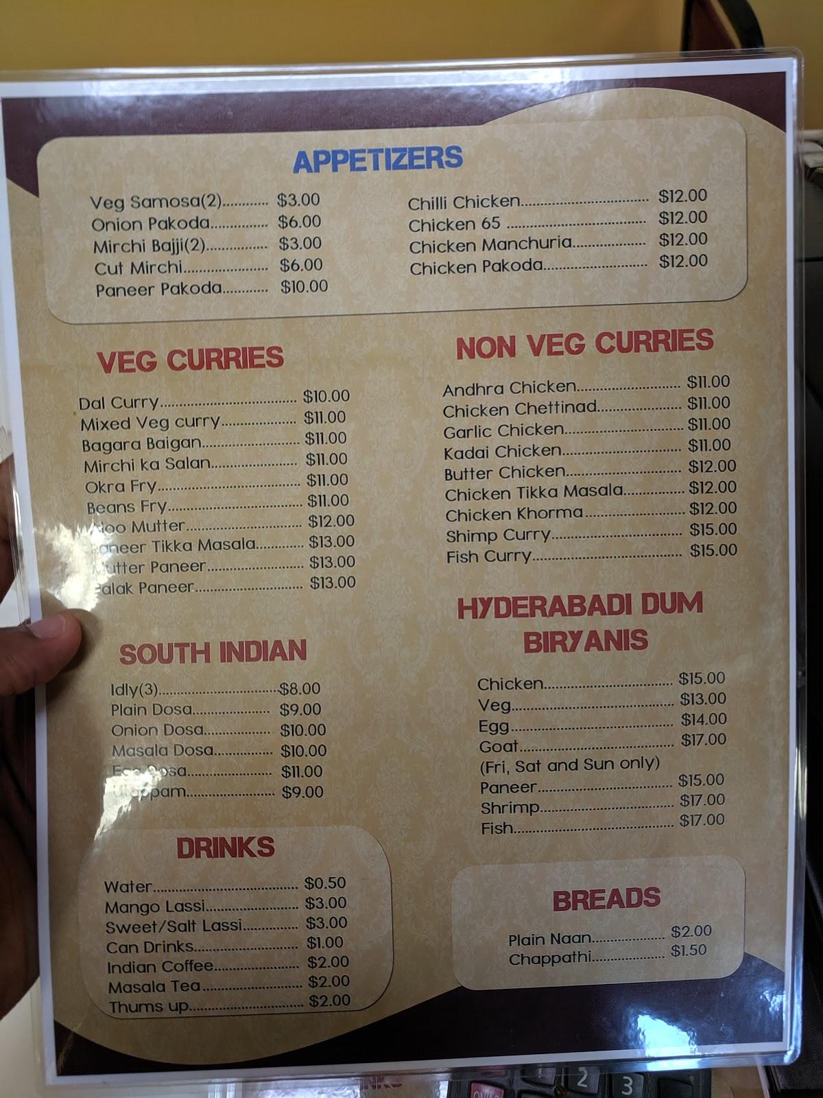 Menu at Sai Biryani point restaurant, Memphis