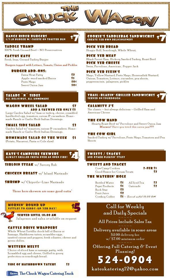 Menu at The Chuck Wagon Catering Truck restaurant, Las Vegas