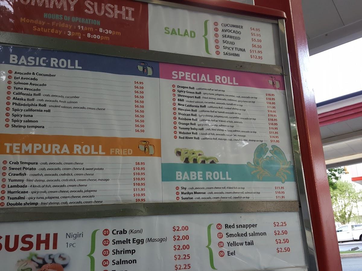 Menu at Yummy Sushi restaurant, Minden