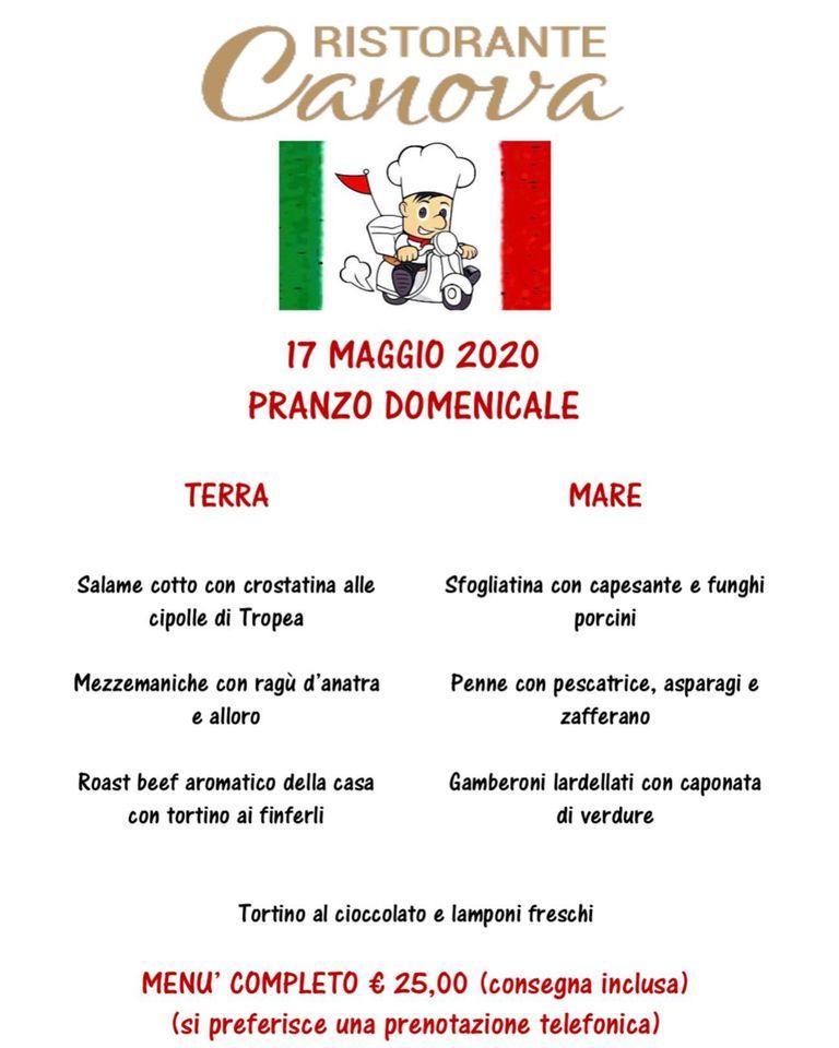 Menu at Canova restaurant, Ceriano Laghetto