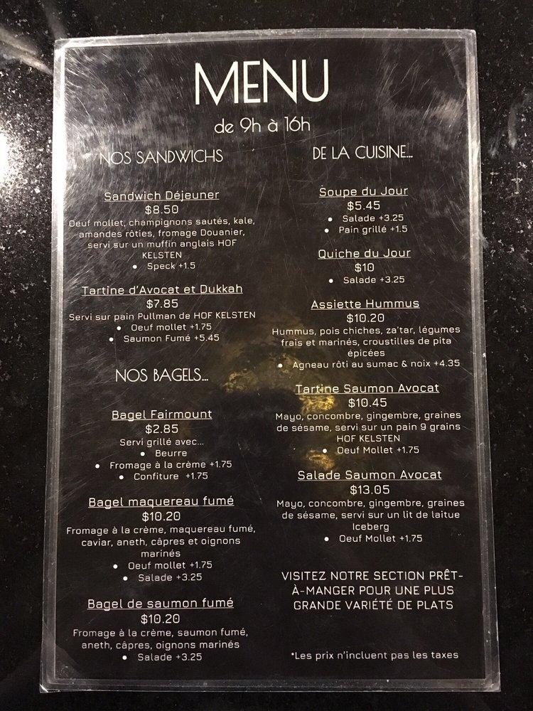 Menu at Crew Collective & Cafe, Montréal