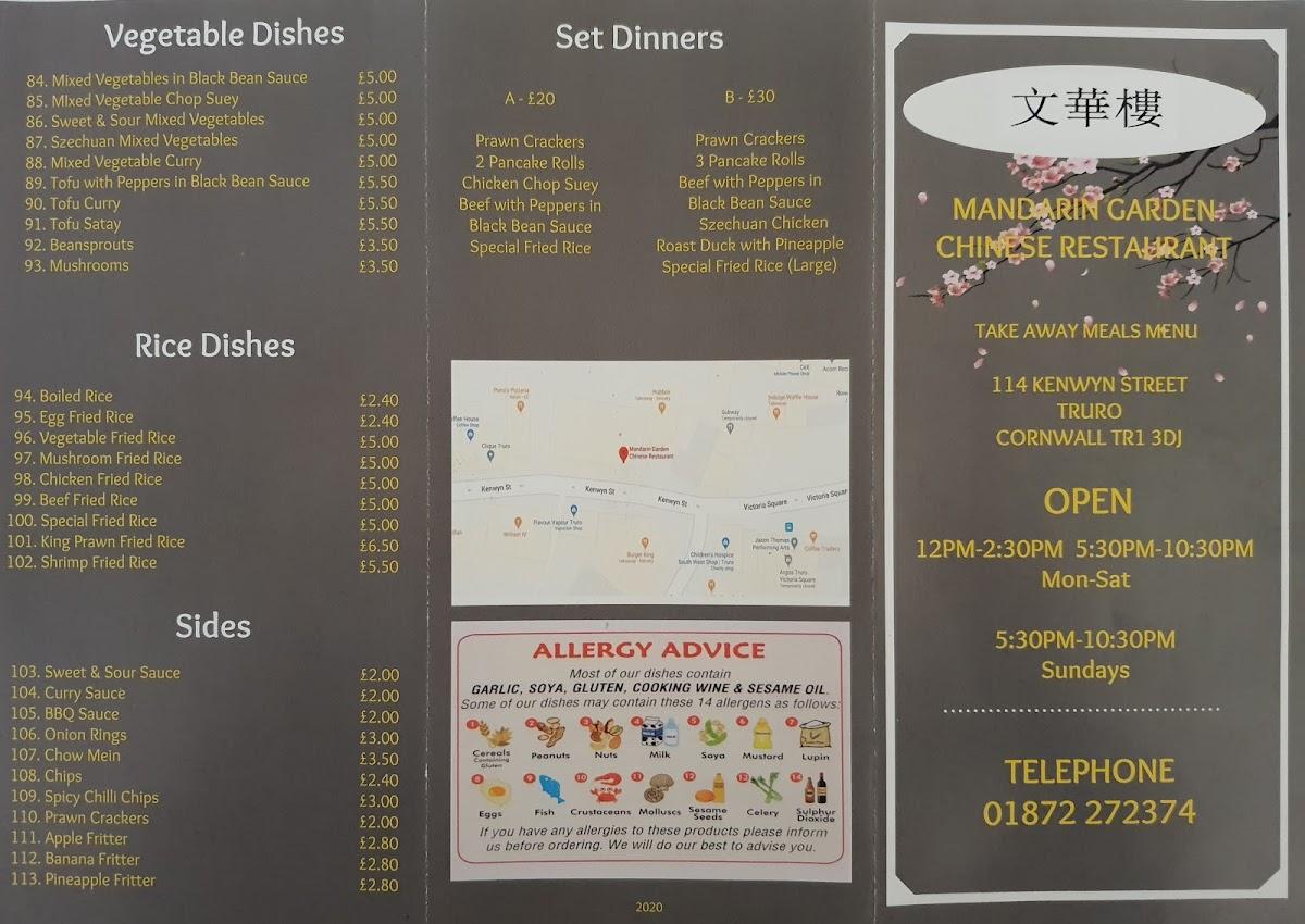 Menu at Mandarin Garden Chinese Restaurant, Truro