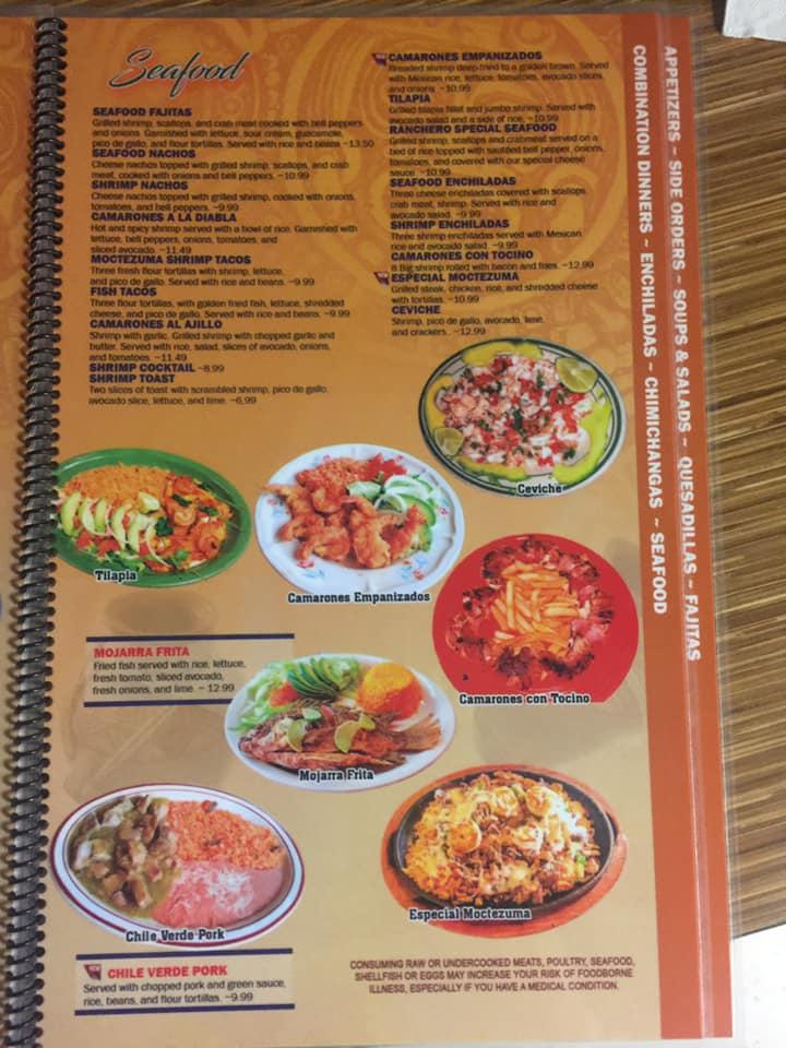 Menu at Moctezuma Grill 2 restaurant, Wynne