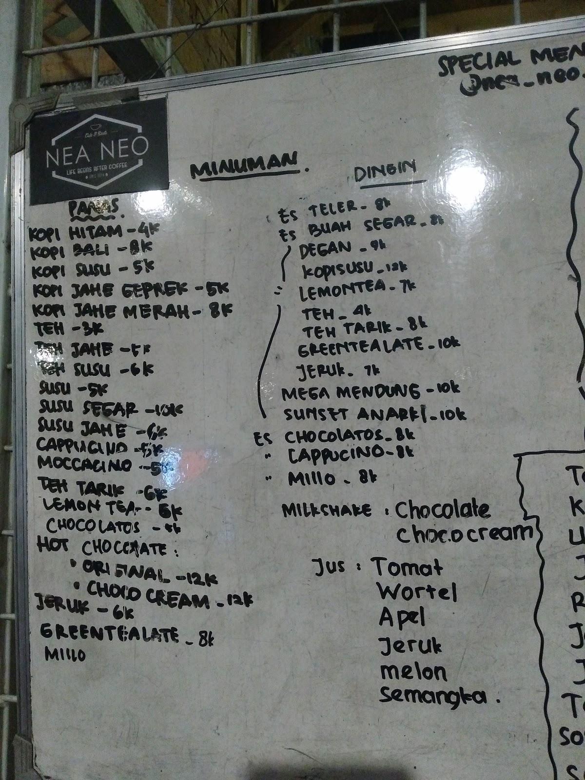Carta de Nea-Neo Cafe & Resto, Kaumrejo