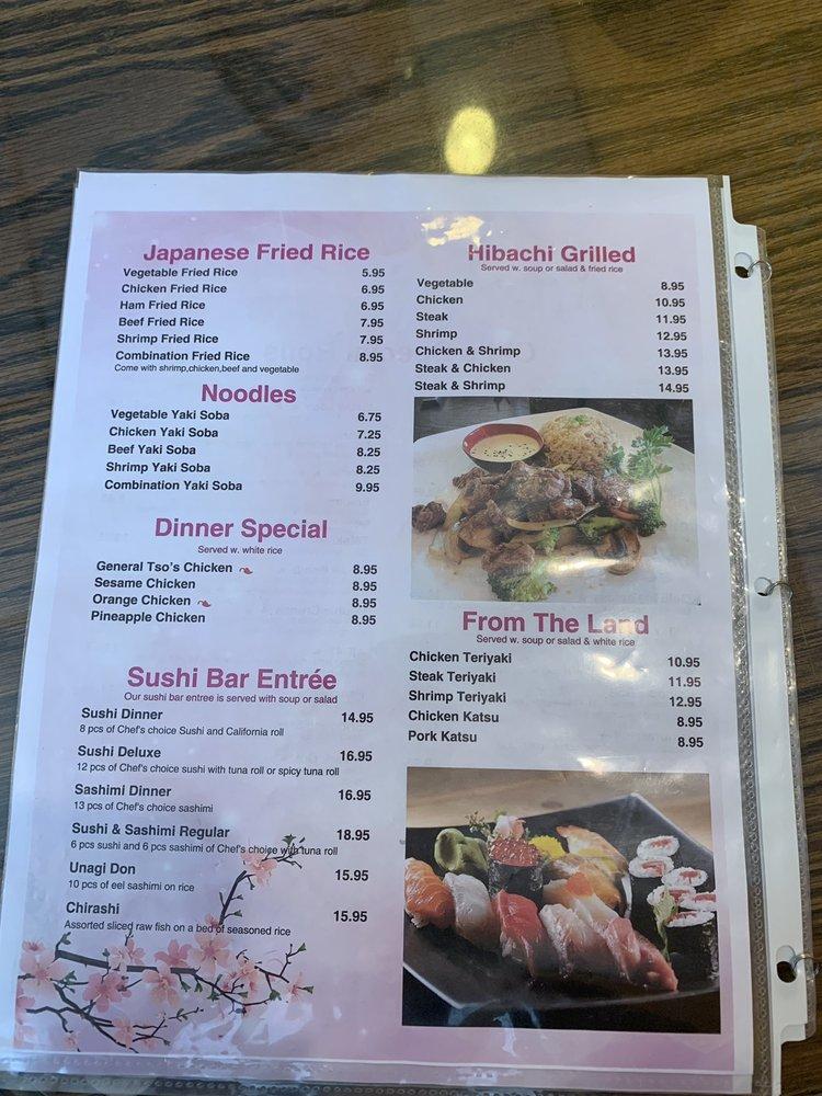 Menu at Oki's Japanese Restaurant, Havelock