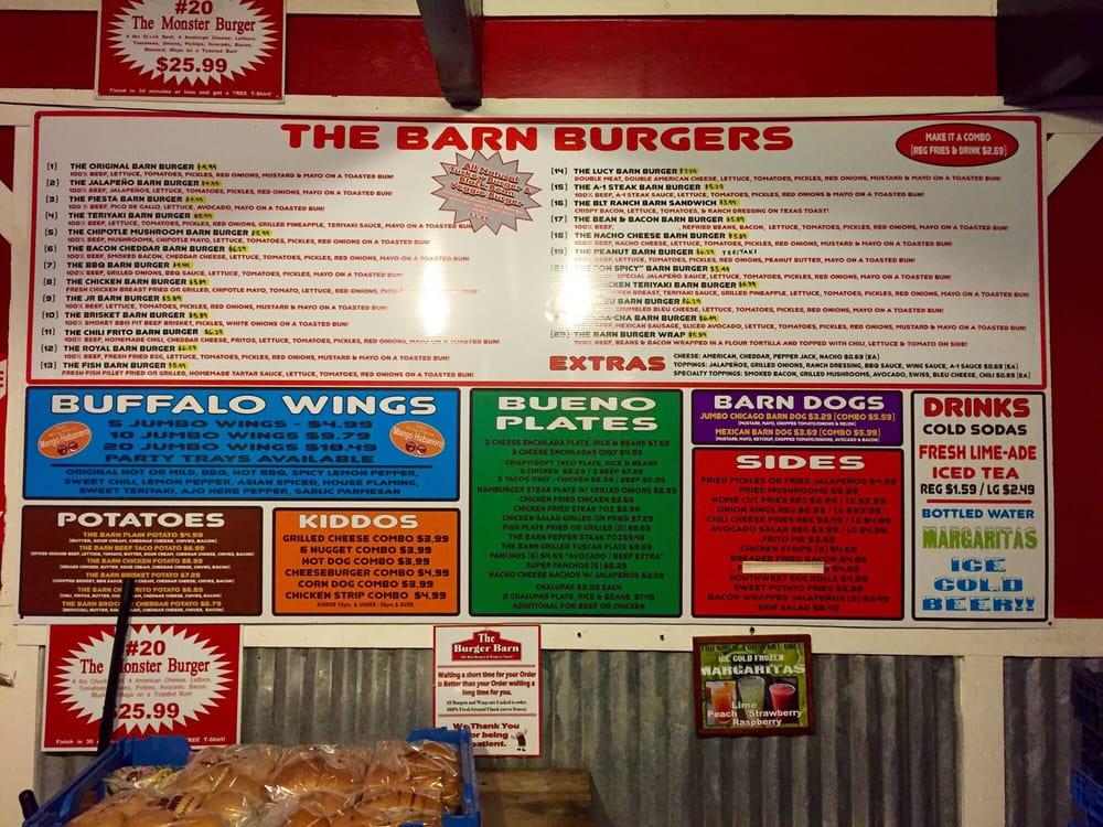 Menu at The Burger Barn, Manvel, Hwy 6