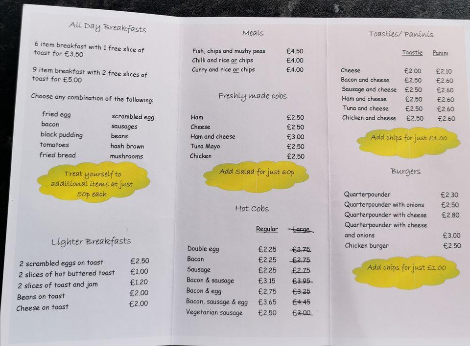 Menu at The Old Road Cafe, Derby, Derby