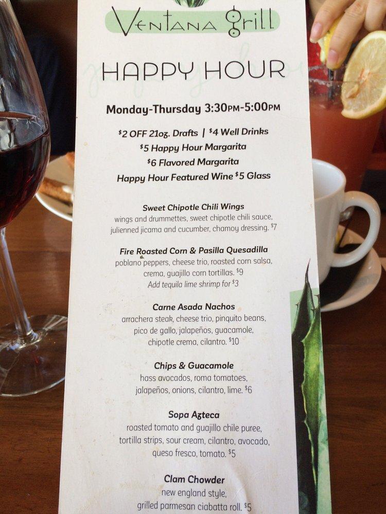 Menu at Ventana Grill pub & bar, Pismo Beach