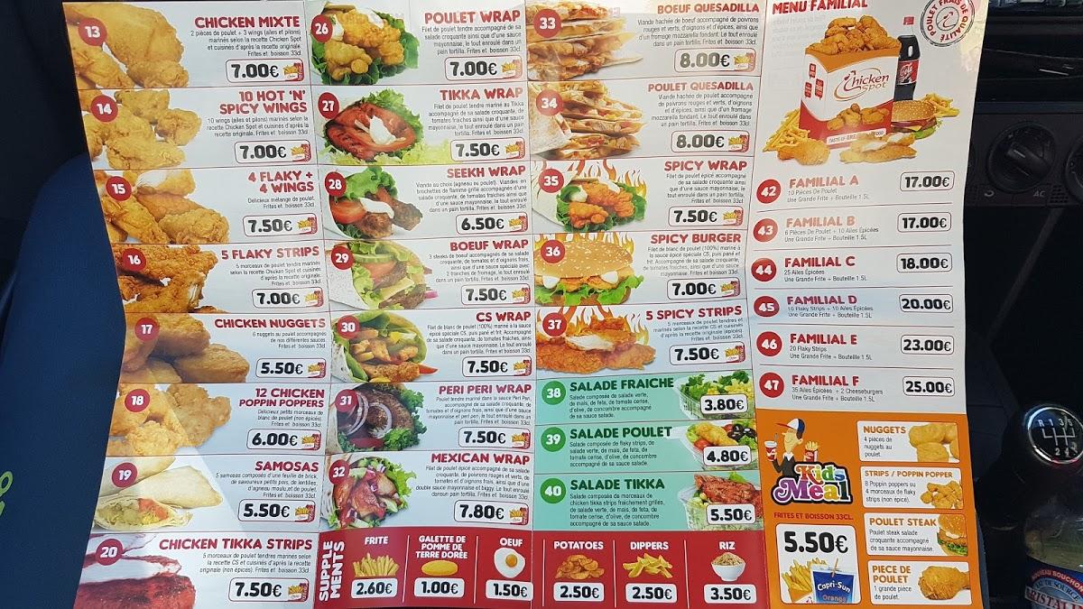 Menu at Chicken Spot restaurant, Neuilly-sur-Marne