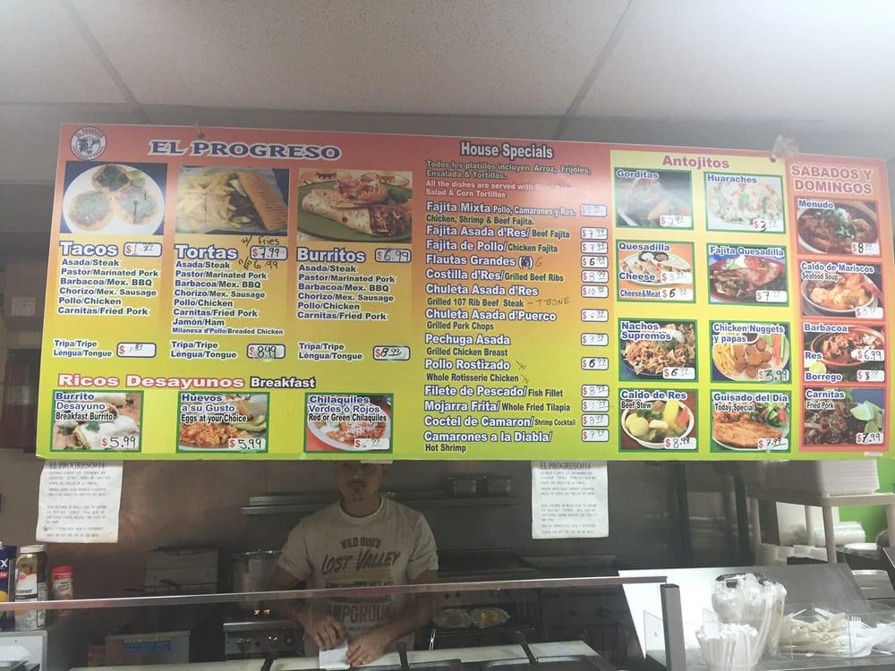 Menu at El Progreso #14 restaurant, Atlanta, Boulevard SE