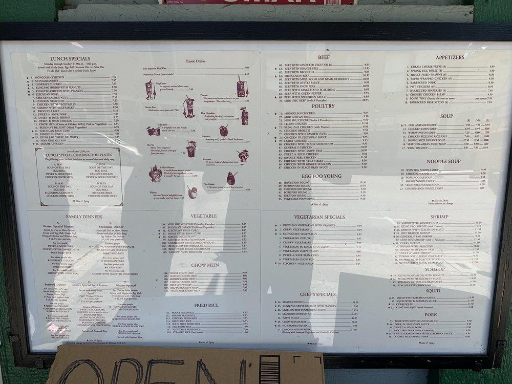 Menu at Fred's Szechuan Chinese Restaurant, Nevada City