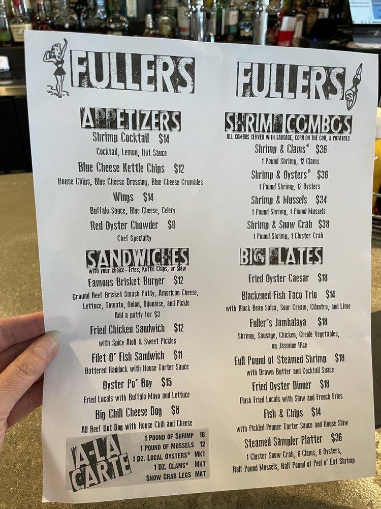 Menu at Fuller's Raw Bar, Hampton