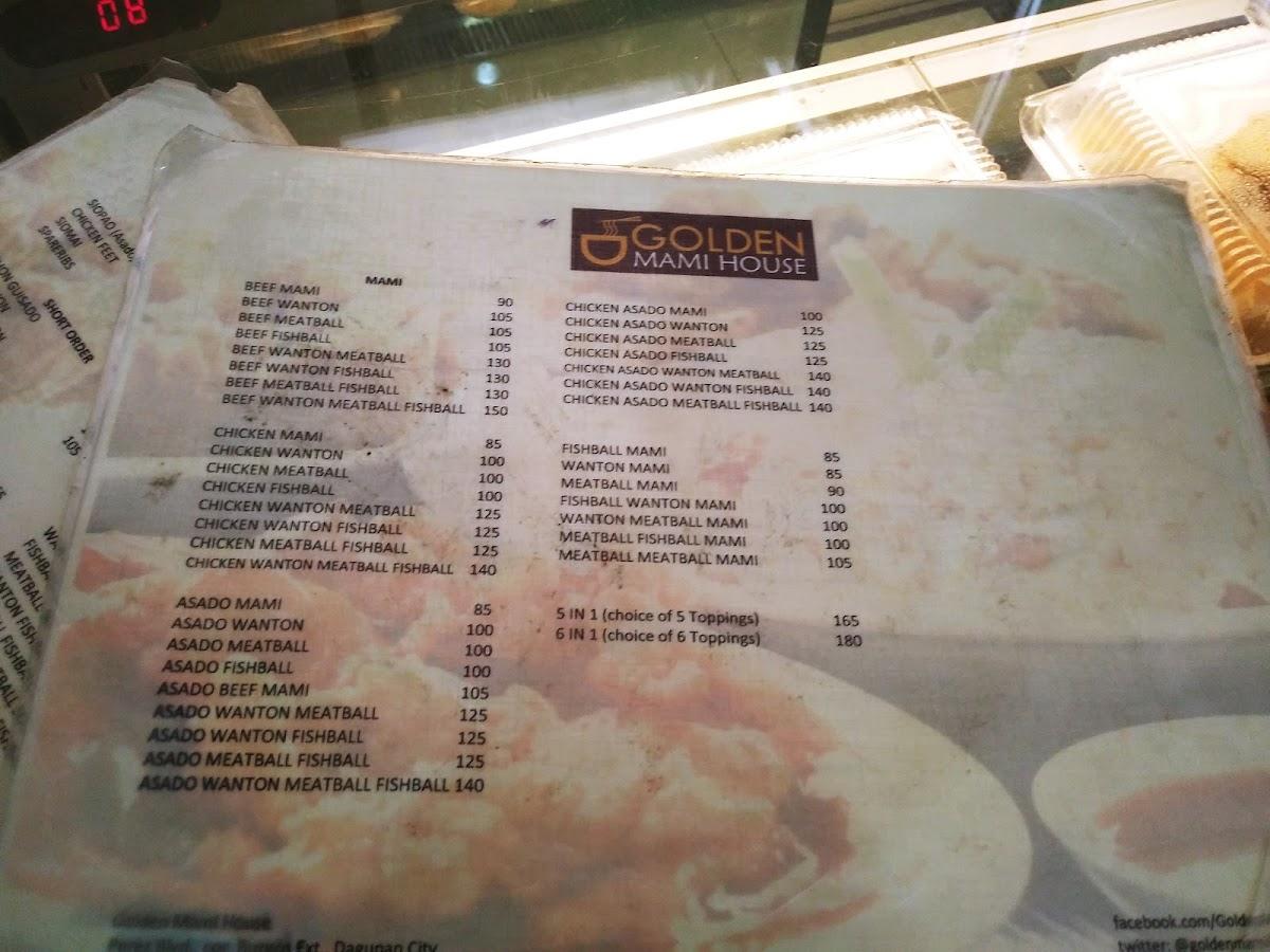Menu at Golden Mami House restaurant, Dagupan, G/F #20