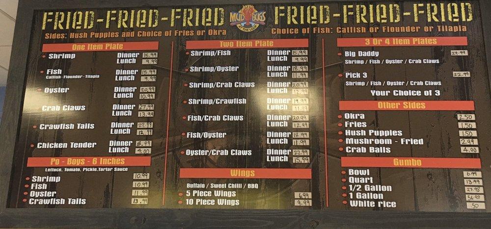 Menu at Mudbug restaurant, Mobile, 408 Dauphin Island Pkwy
