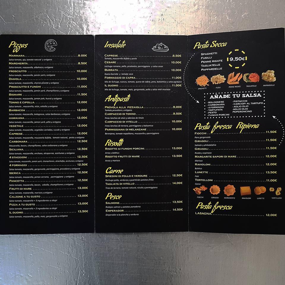 Menu at Ristorante Il Duomo di Firenze restaurant, Madrid, Avenida de ...