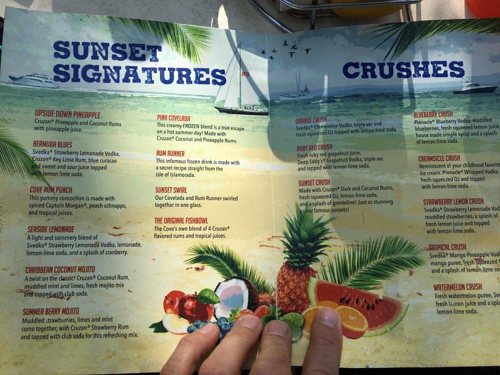 Menu at Sunset Cove pub & bar, Middle River