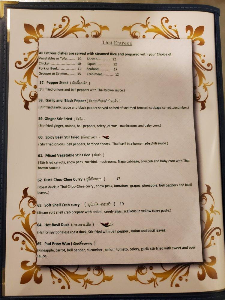 Menu at Thai E-San Restaurant, Myrtle Beach