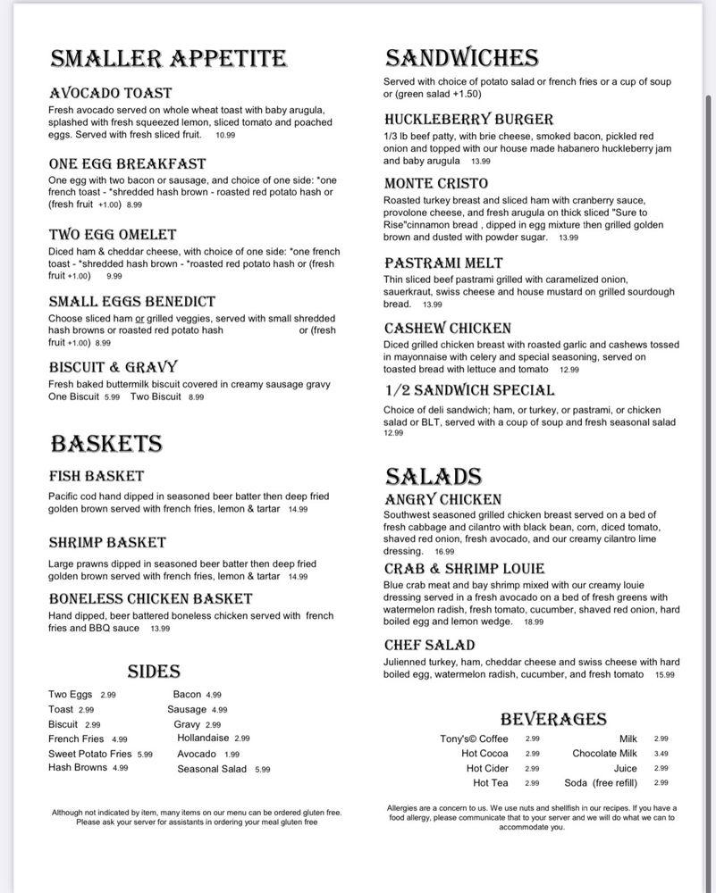 Menu at The Huck @ Pybus cafe, Wenatchee
