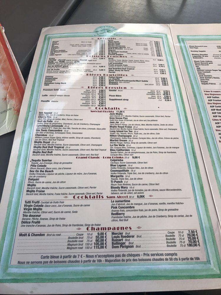 Menu au Grand Café Le Florida, Toulouse