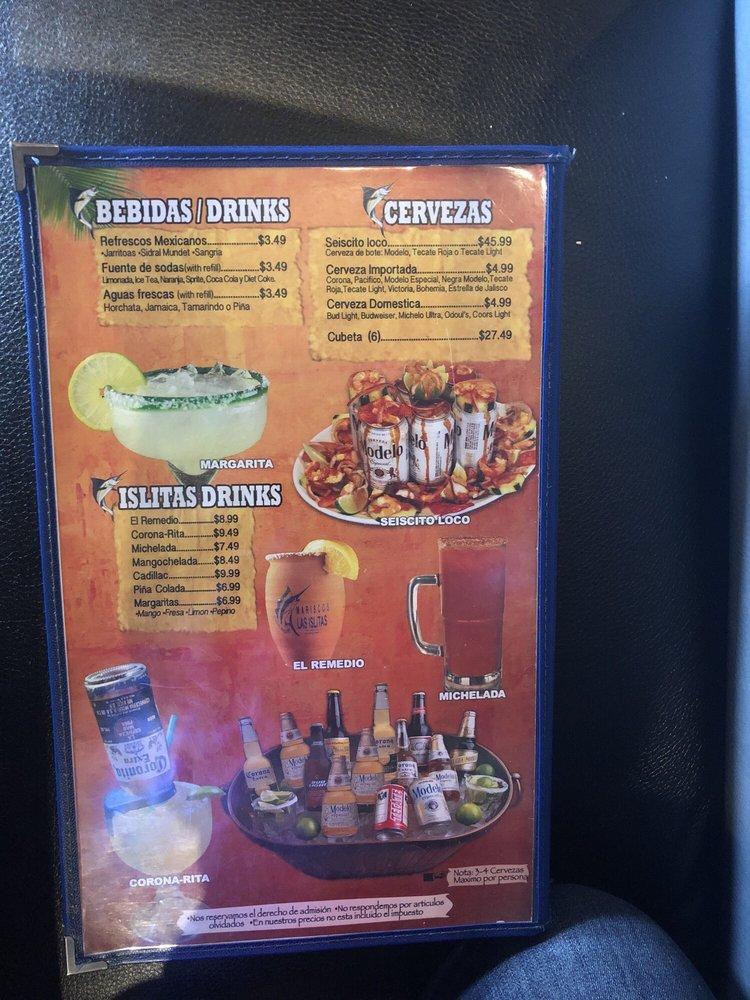 Menu at Mariscos Las Islitas restaurant, Bakersfield, Chamberlain Ave