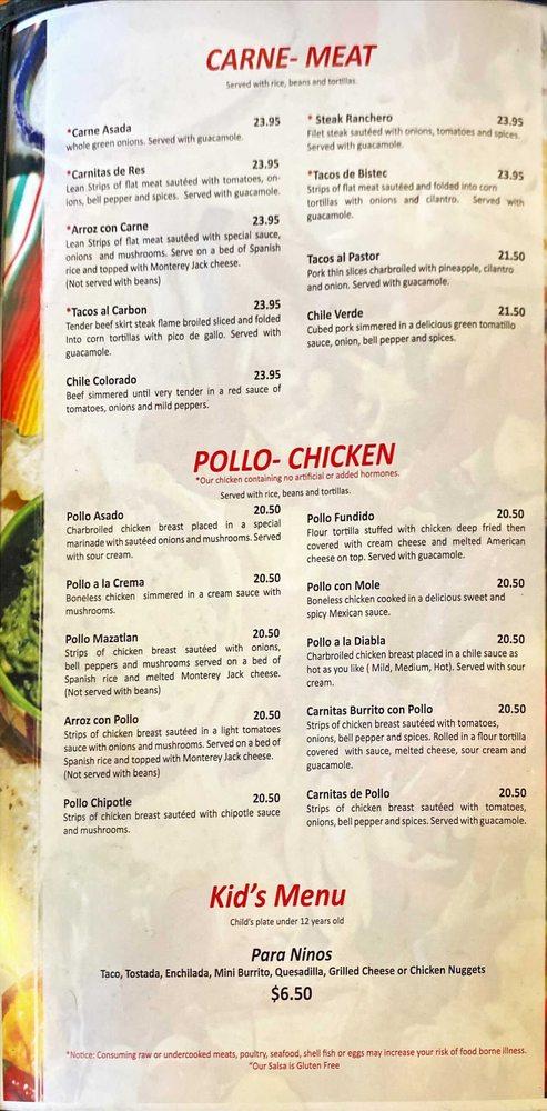 Menu at Nacho Family Mexican Restaurant, Lake Stevens