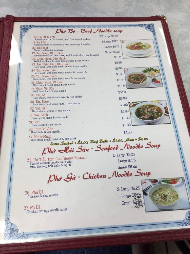 Menu at Phở 90 restaurant, Fresno, N Fresno St
