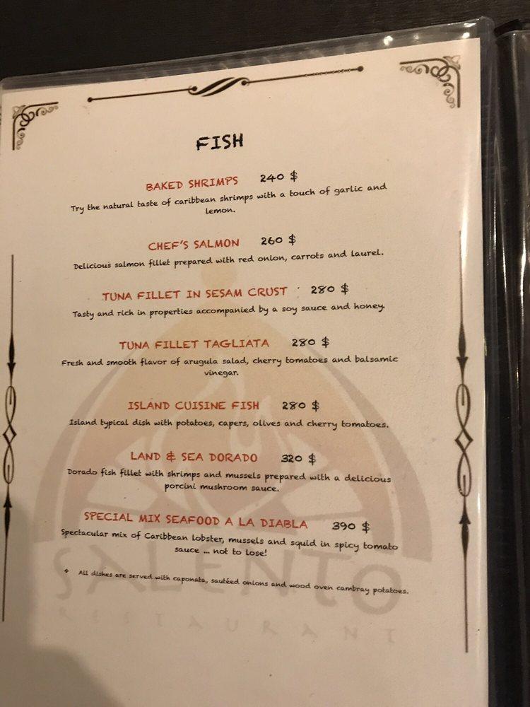 Menu at Salento pub & bar, Playa del Carmen