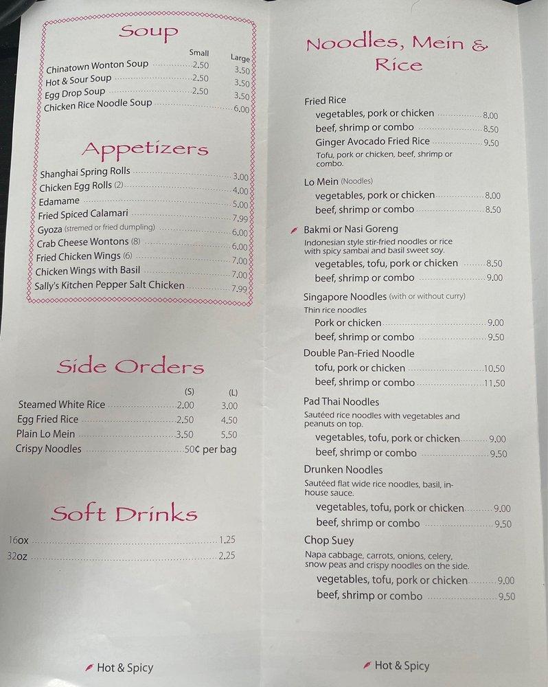 Menu at Sally's Kitchen restaurant, Fort Collins