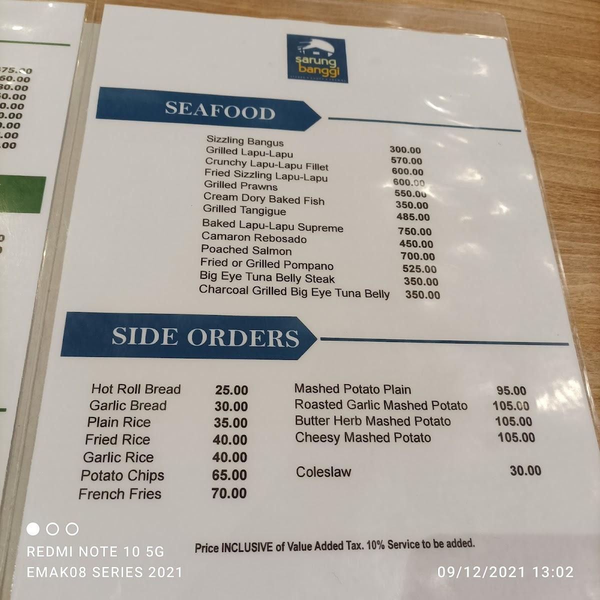 Menu at Sarung Banggi steakhouse, Davao City, 247 F. Torres St