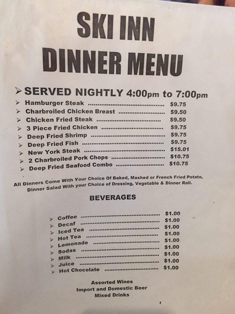 Menu at SKI INN pub & bar, Bombay Beach