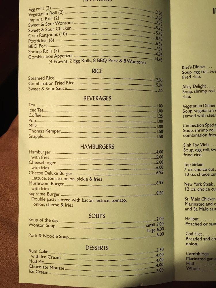 Menu at Alley Connection Restaurant, Kalispell