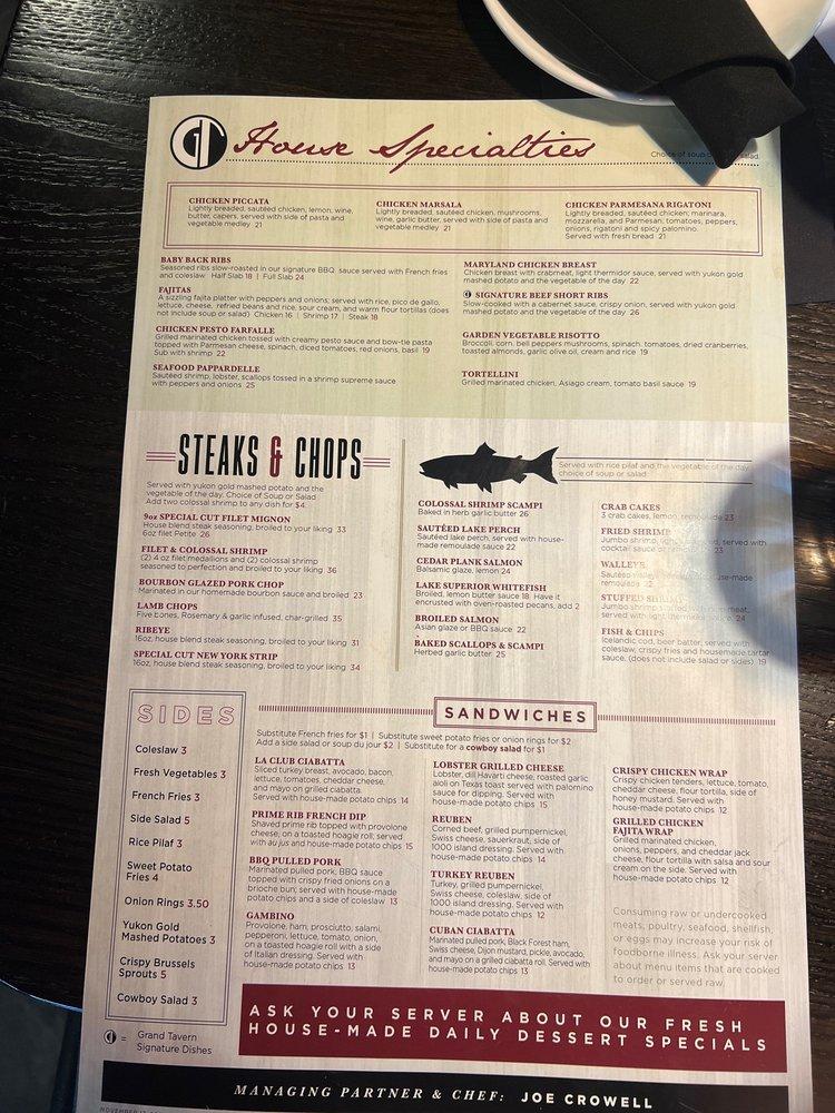 Menu at Grand Tavern Troy pub & bar, Troy, 1317 Coolidge Hwy