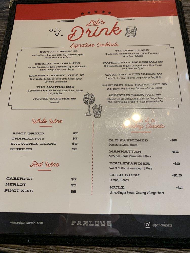 Menu at PARLOUR pub & bar, New Albany