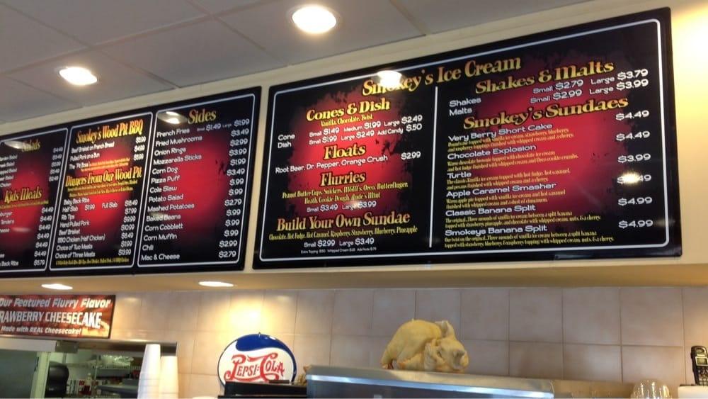 Menu at Smokey's BBQ, Yorkville
