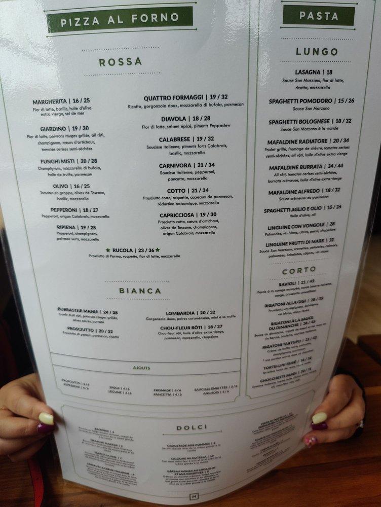 Menu au Enoteca Monza Pizzeria Moderna, Saint-Bruno-de-Montarville