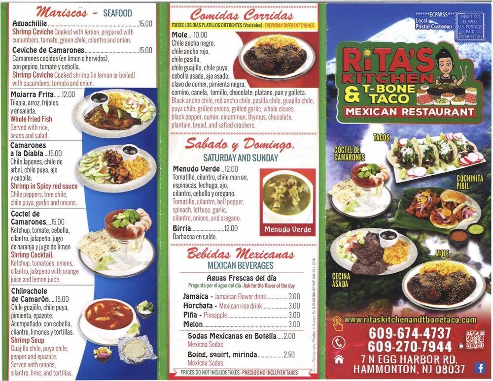 Menu at T-Bone Taco restaurant, Hammonton