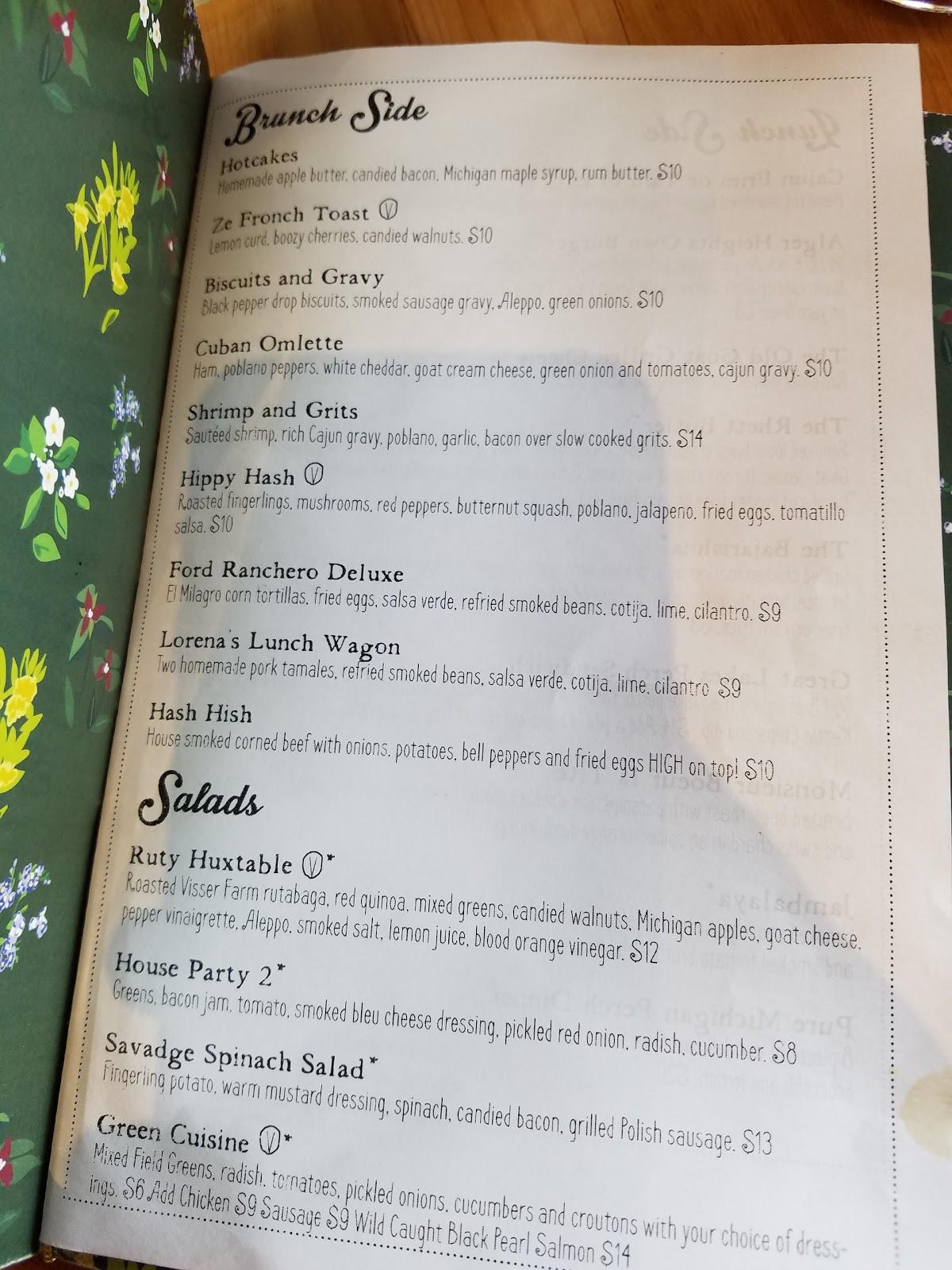 Menu at The Old Goat restaurant, Grand Rapids