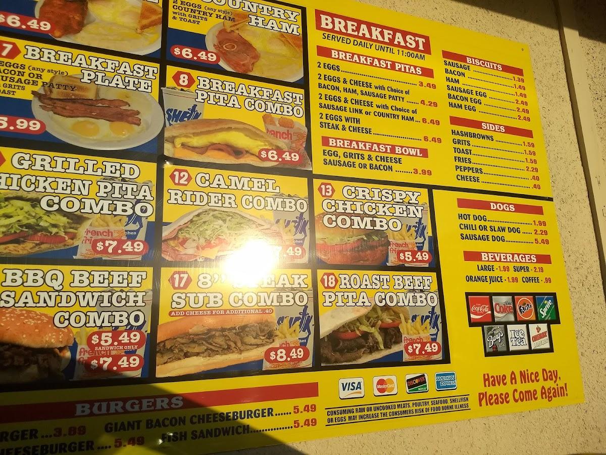 Menu at The Sheik Sandwiches and Subs restaurant, Callahan