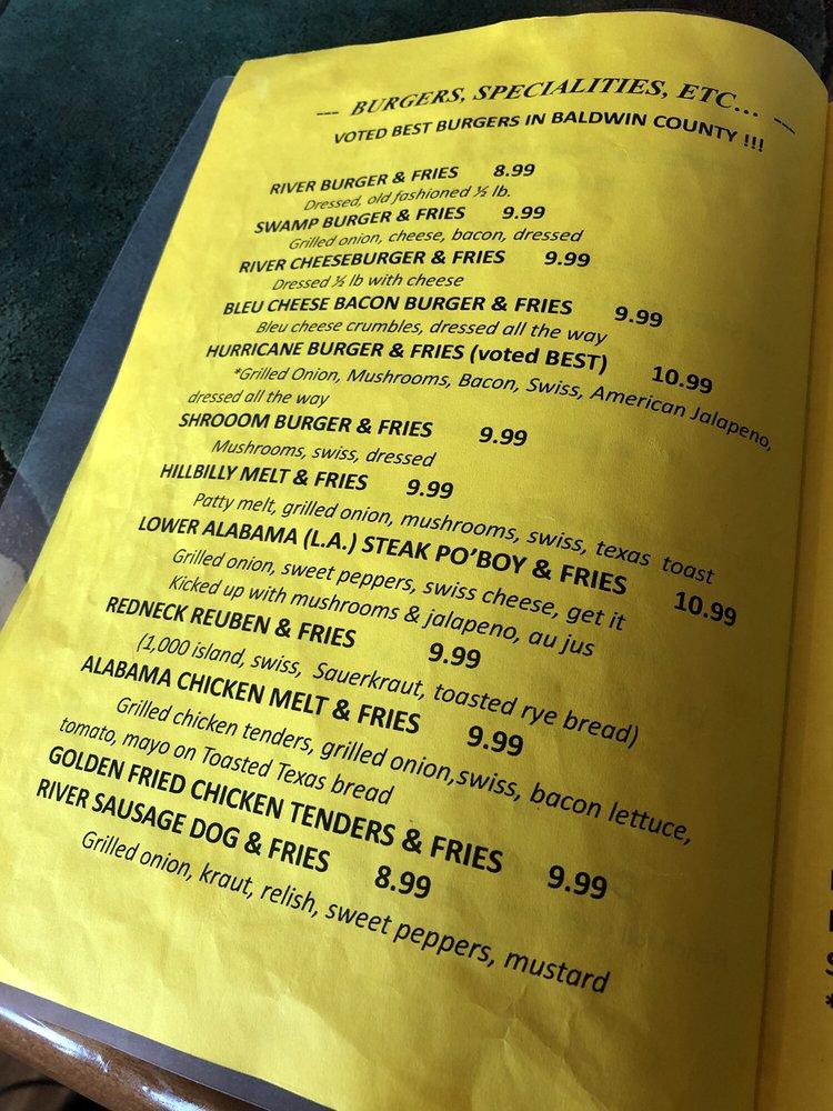 Menu at Fish River Grill restaurant, Gulf Shores