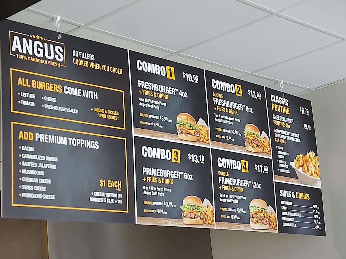 Menu at Fresh Burger Steeles & Woodbine restaurant, Toronto