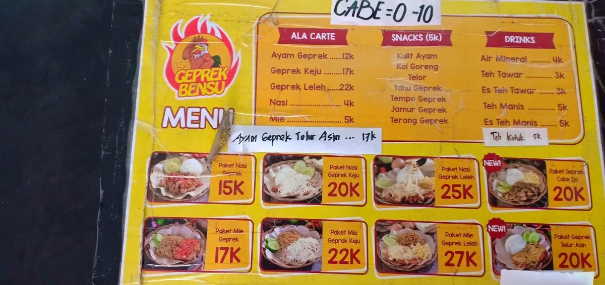 Carta del restaurante I'am Geprek Bensu Kapas Krampung, Surabaya, Jl ...