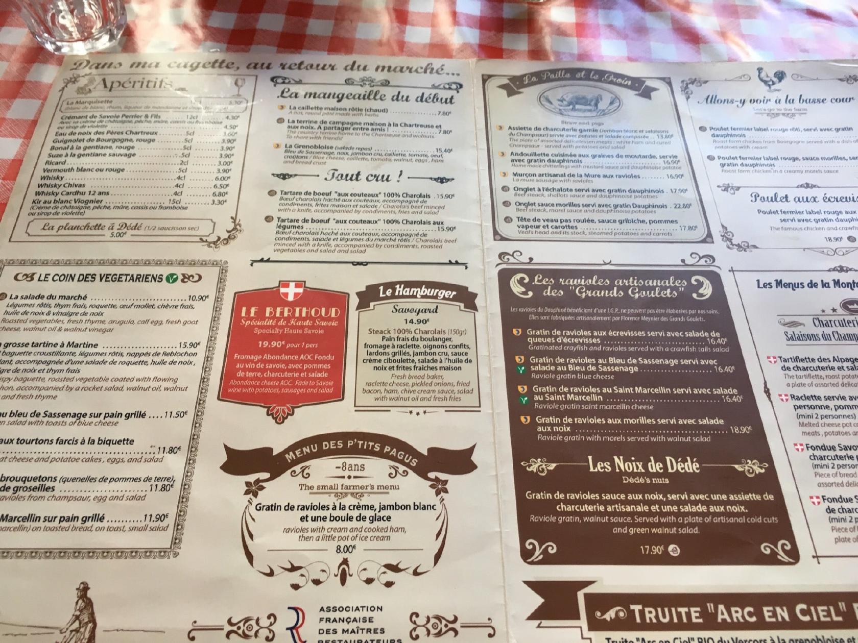 Menu at La Ferme à Dédé Grenoble Gare restaurant, Grenoble, 55 Av ...